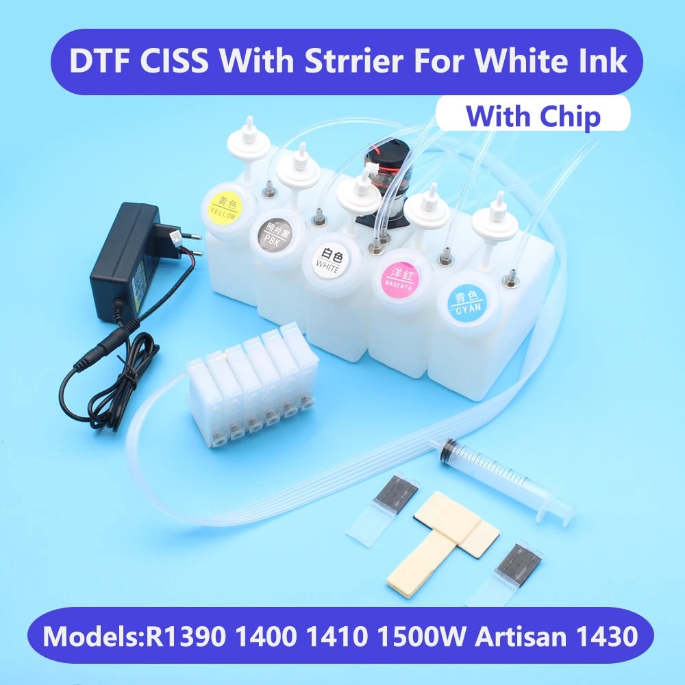 DTF CISS for Epson R1390 1400 1500W 1410 1430 Direct to Film White Ink ...