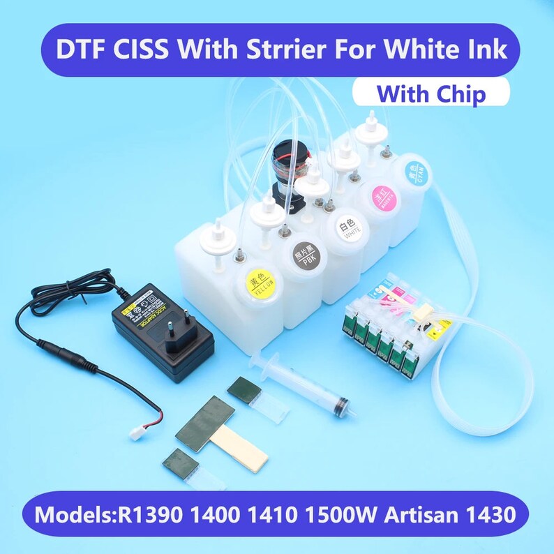 DTF CISS for Epson R1390 1400 1500W 1410 1430 Direct to Film White Ink ...