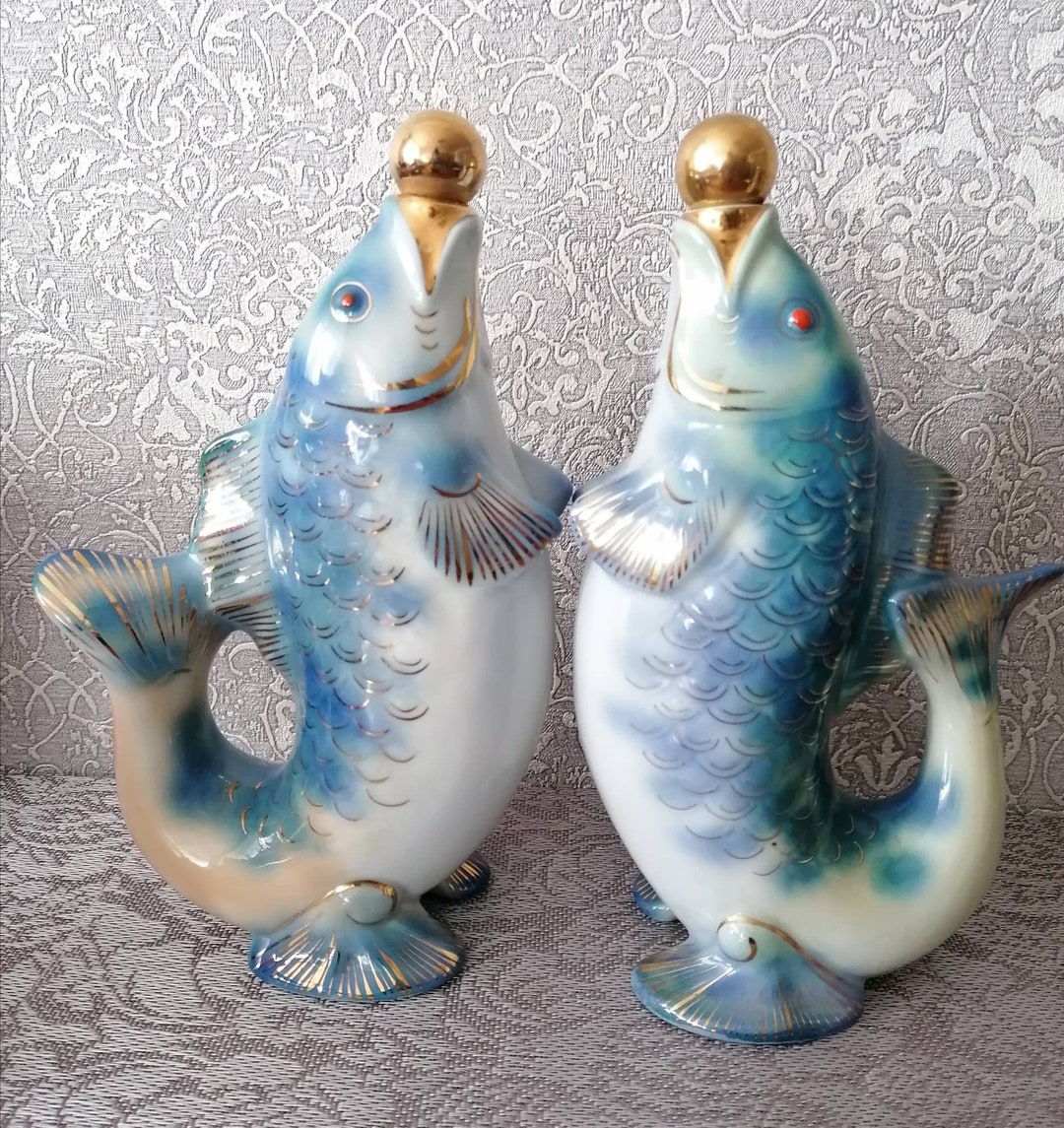 Fish Decanter Porcelain Carafe Fish Vintage USSR 1970s - Etsy