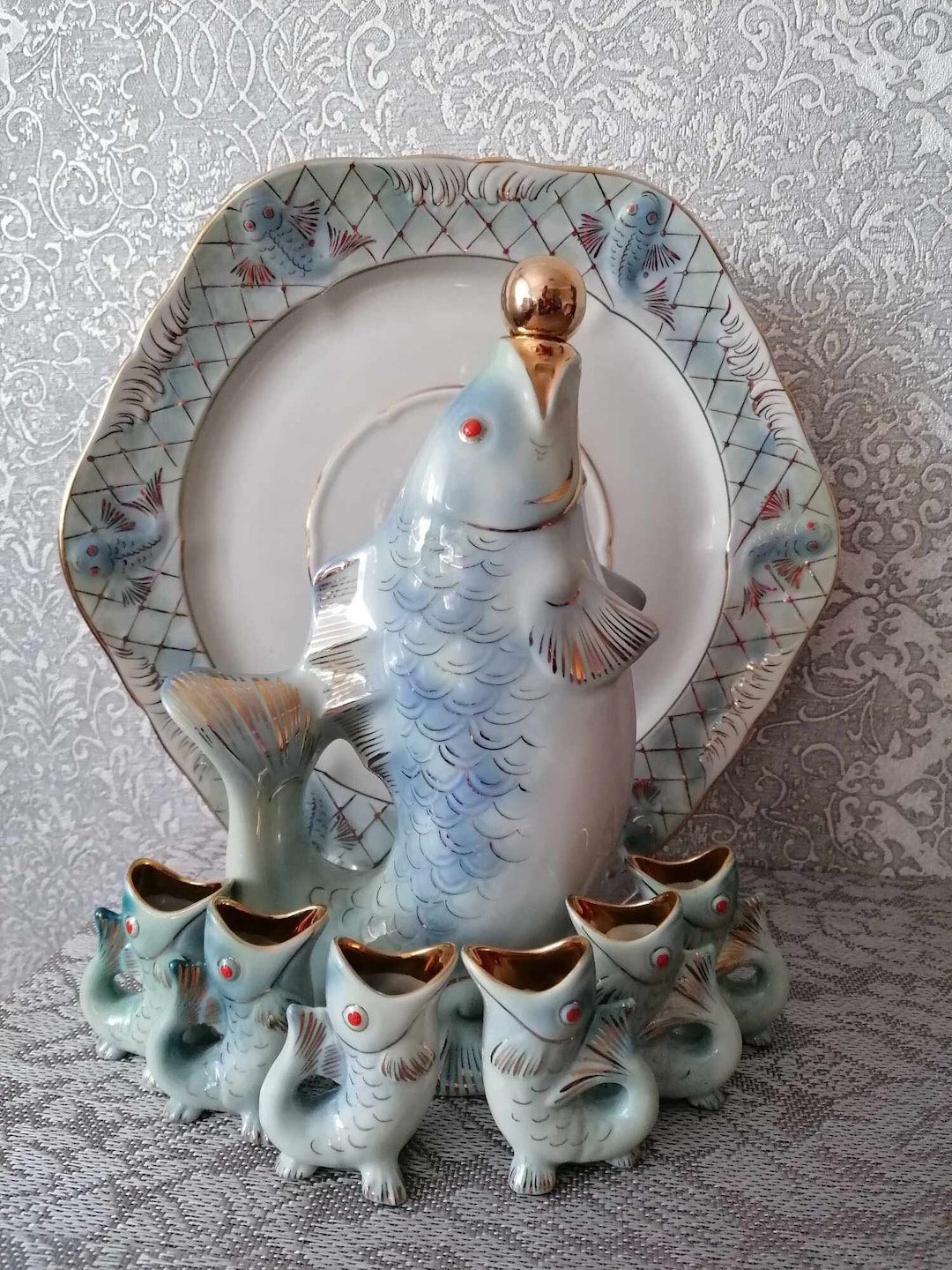 Fish Decanter Porcelain Carafe Fish Vintage USSR 1970s - Etsy