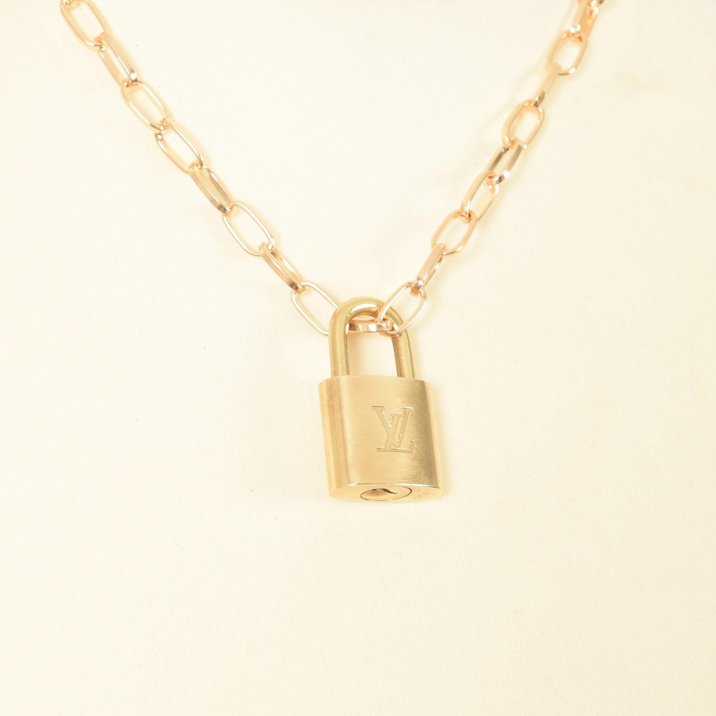 LOUIS VUITTON Necklace Lv Lock Padlock Vintage Brass Charm Pendant - Etsy