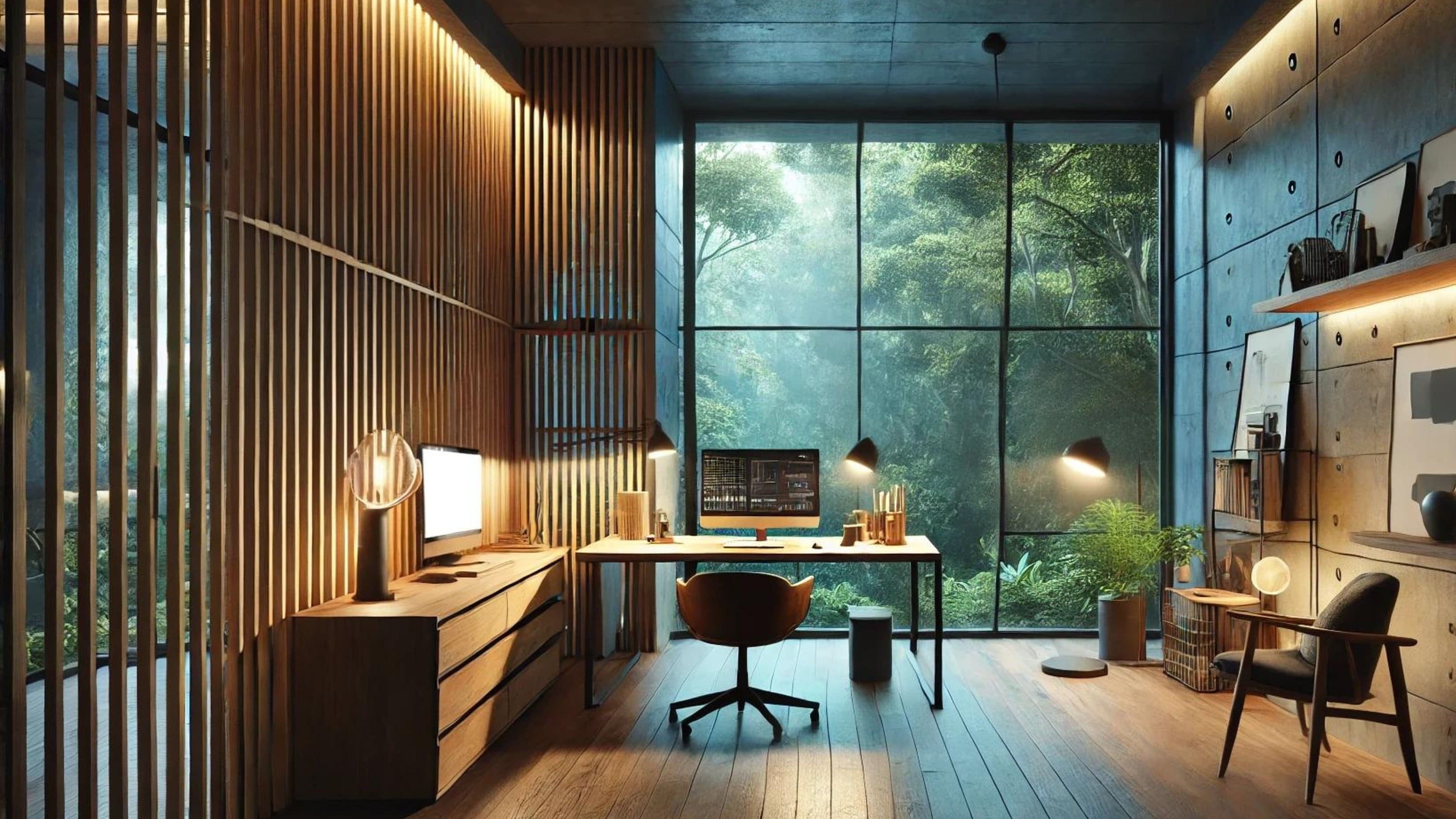 WFH Zoom Call Backdrop Home Office Cozy Room in the Woods Instant Download Backdrop Skype MS ...