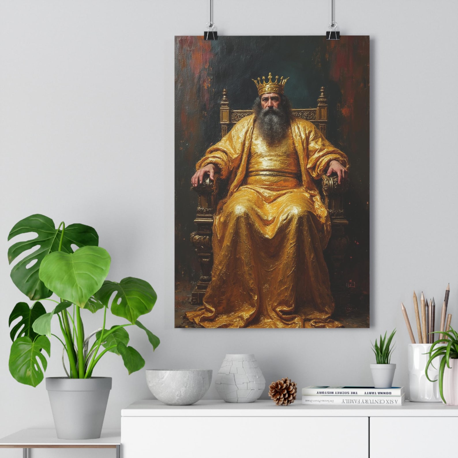 Canvas Art Print, King Midas Gold Finger, Delaroche Style Poster ...