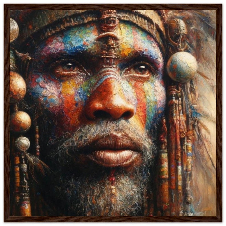 The Shaman Tribal Indigenous Portrait Exquisite Wall Art on Canvas Oil ...