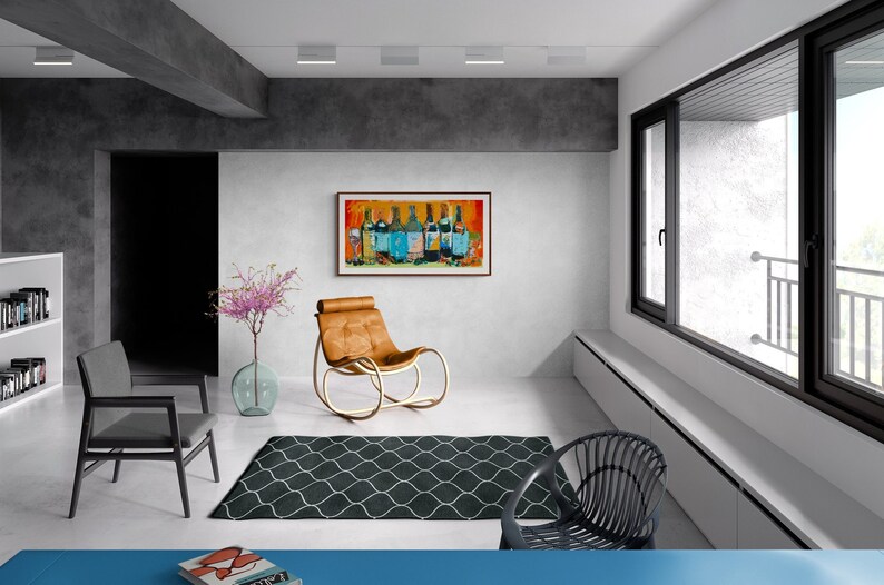 Alcohol WALL ART, WINE Illustration, Simple Abstract Art, Cotton Canvas ...