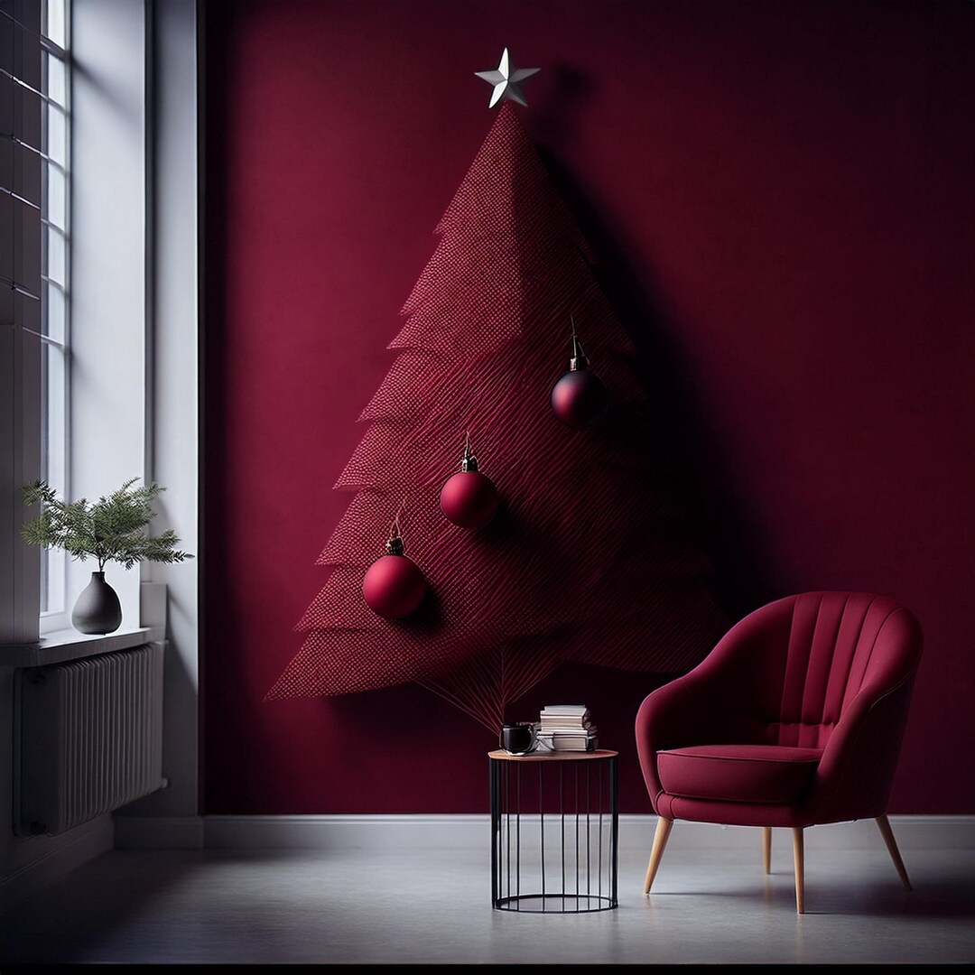 Burgundy Christmas Tree Zoom Background Hi-res Digital Wallpaper for ...