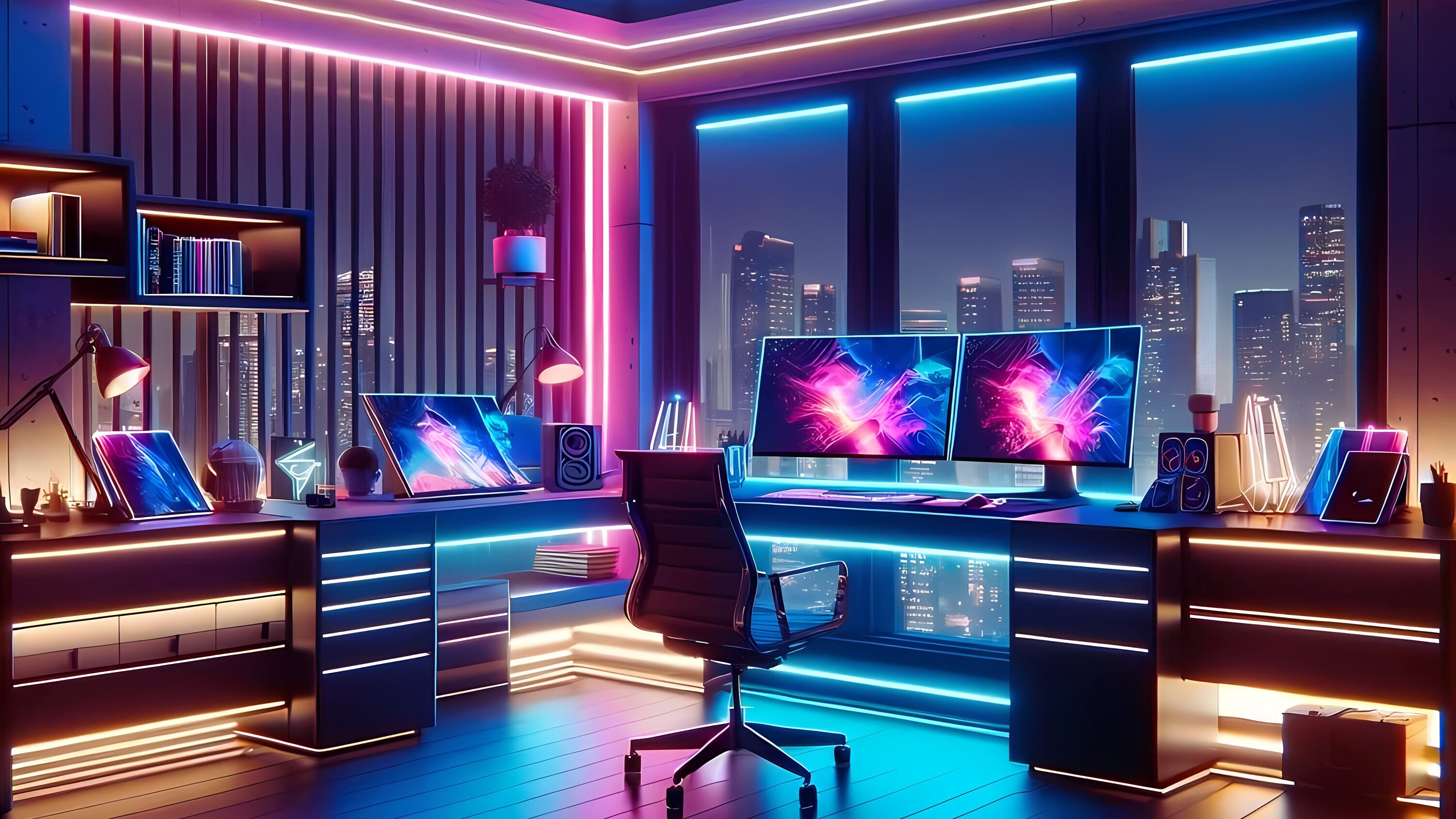 Youtuber Dream Digital Backdrop Blue Illuminated Cityscape for Meetings ...