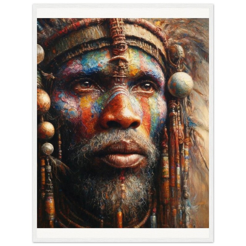 The Shaman Tribal Indigenous Portrait Exquisite Wall Art on Canvas Oil ...
