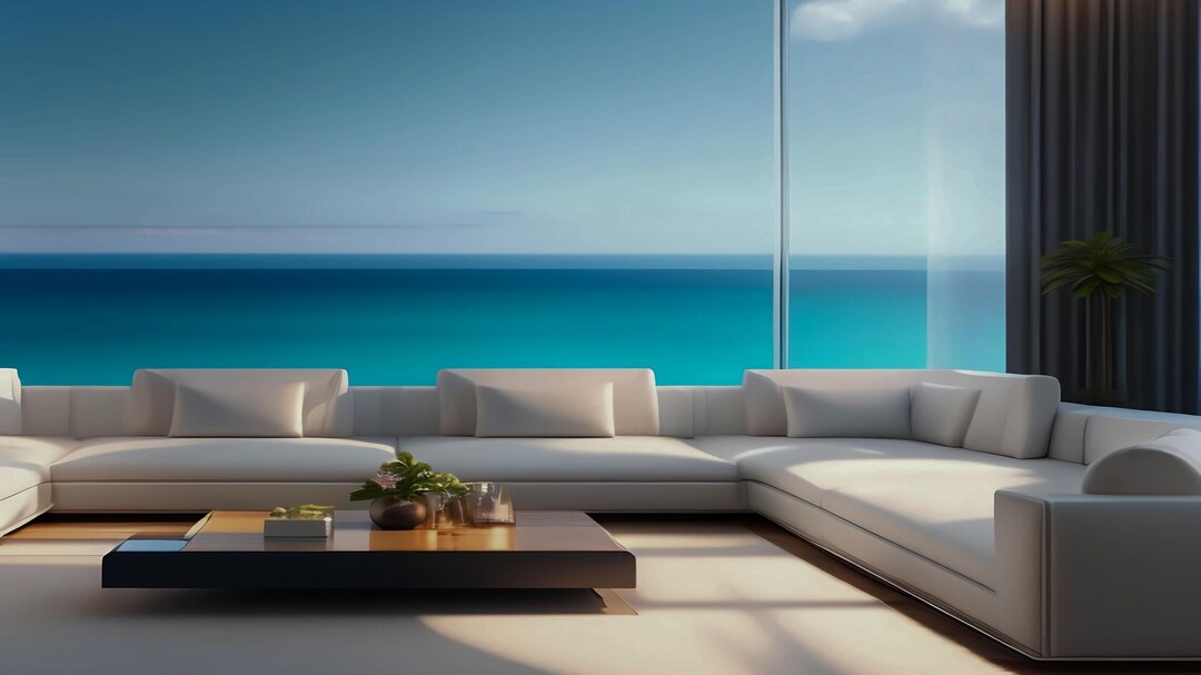 High-resolution Zoom Background: Millionaire's Beach House Veranda for ...