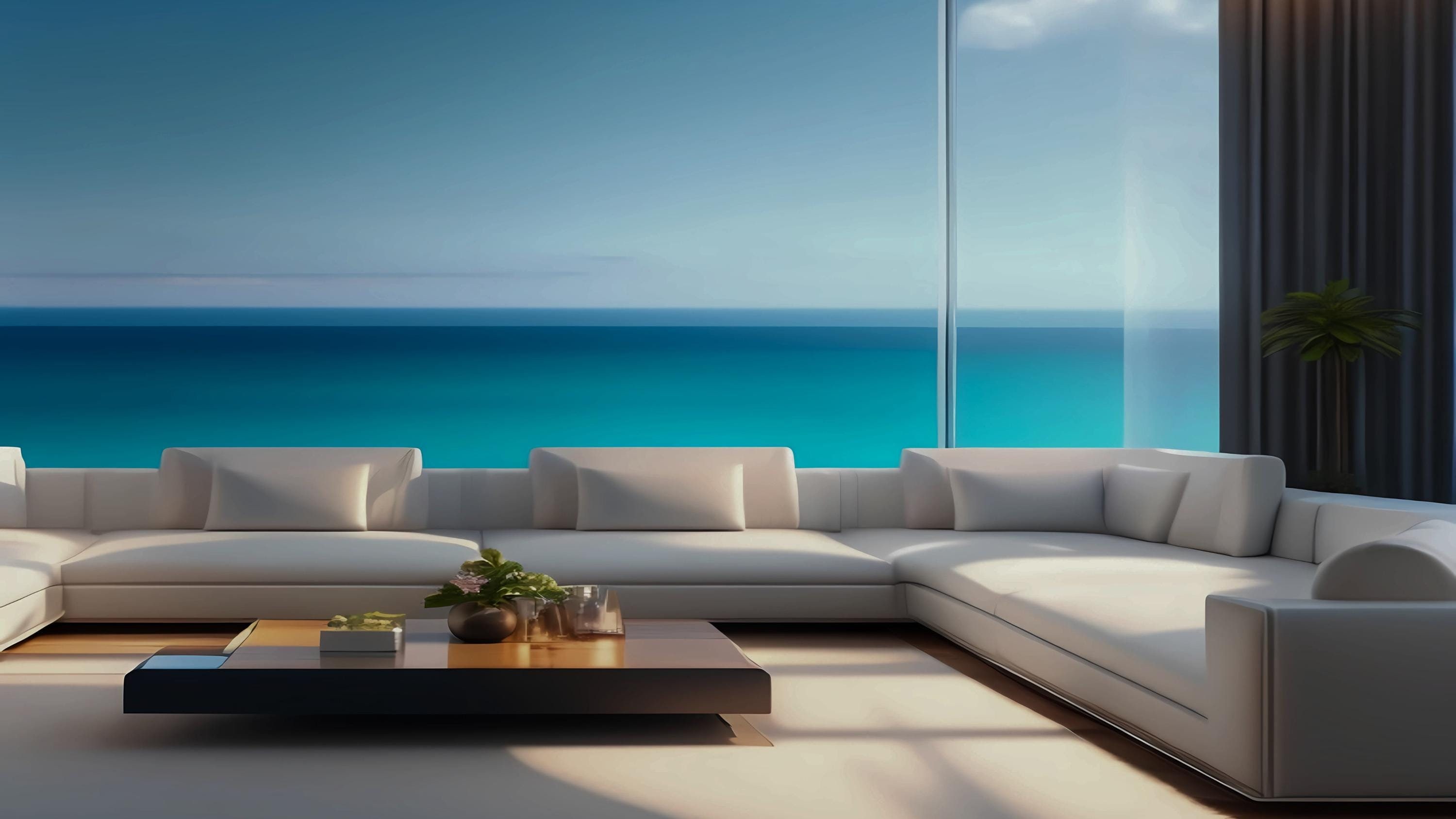 High-resolution Zoom Background: Millionaire's Beach House Veranda for ...