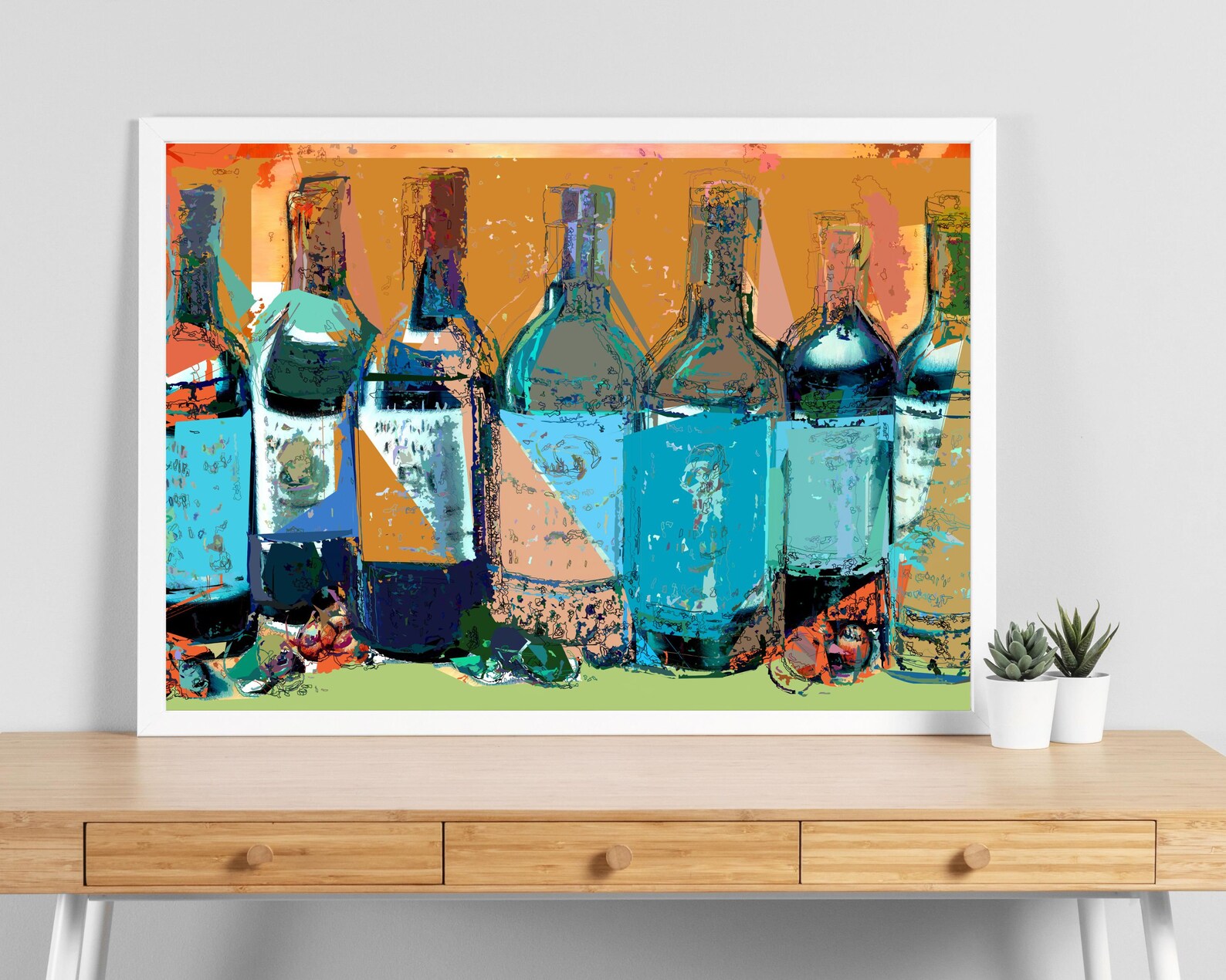 Alcohol WALL ART, WINE Illustration, Simple Abstract Art, Cotton Canvas ...
