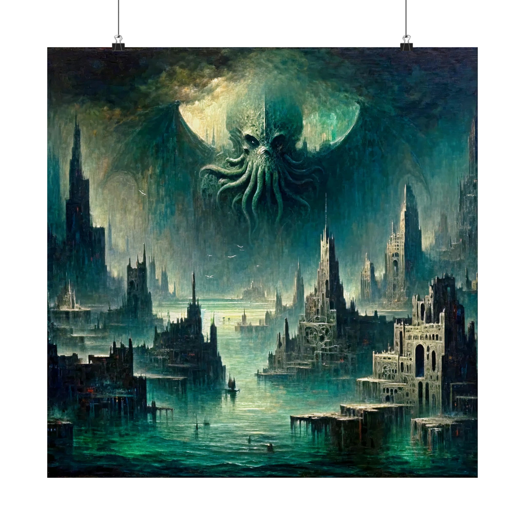 HP Lovecraft Matte Poster Dystopian Monstrous Sky Sighting Art for ...