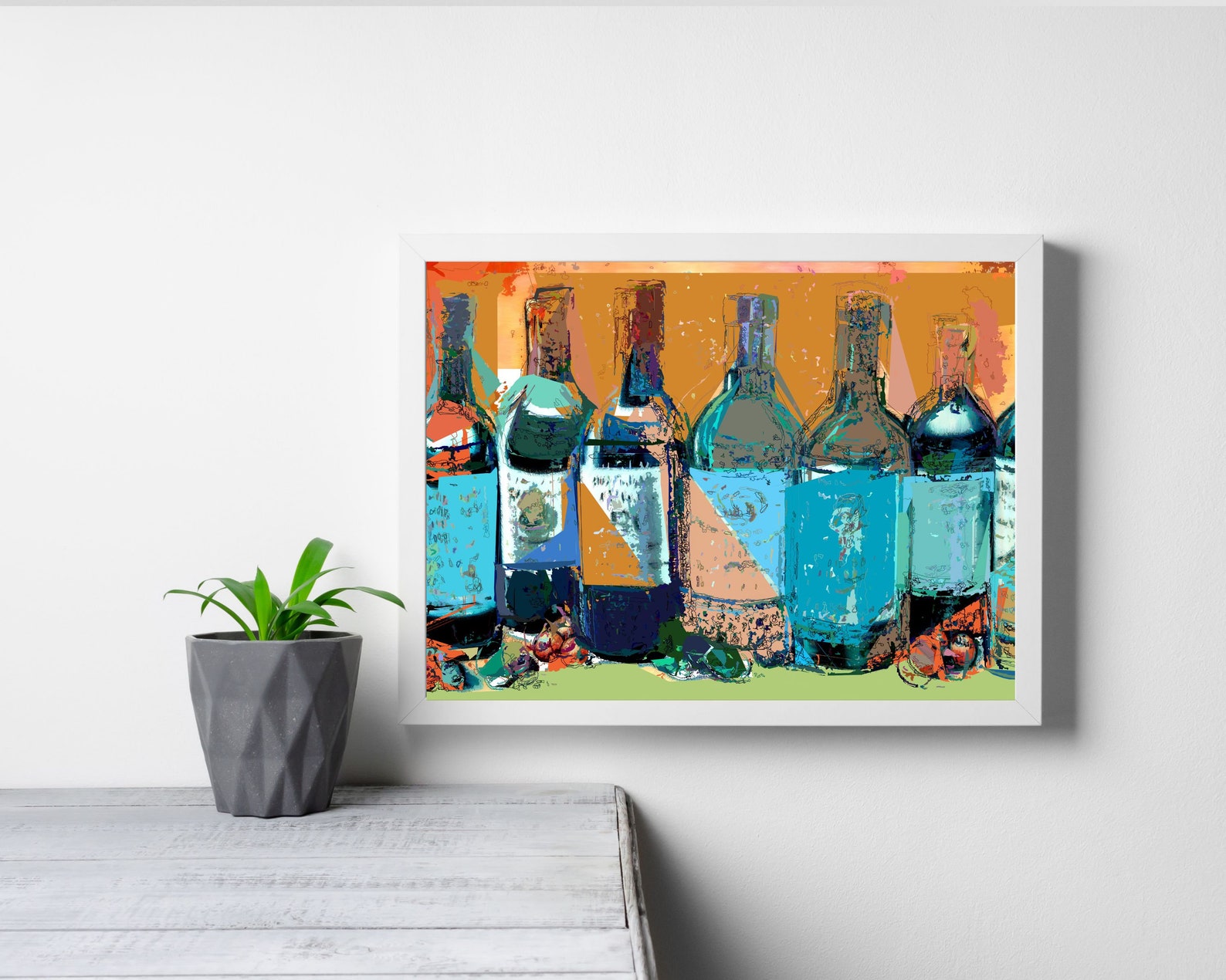 Alcohol WALL ART, WINE Illustration, Simple Abstract Art, Cotton Canvas ...