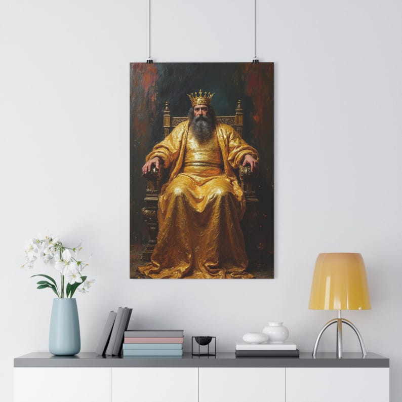 Canvas Art Print, King Midas Gold Finger, Delaroche Style Poster ...