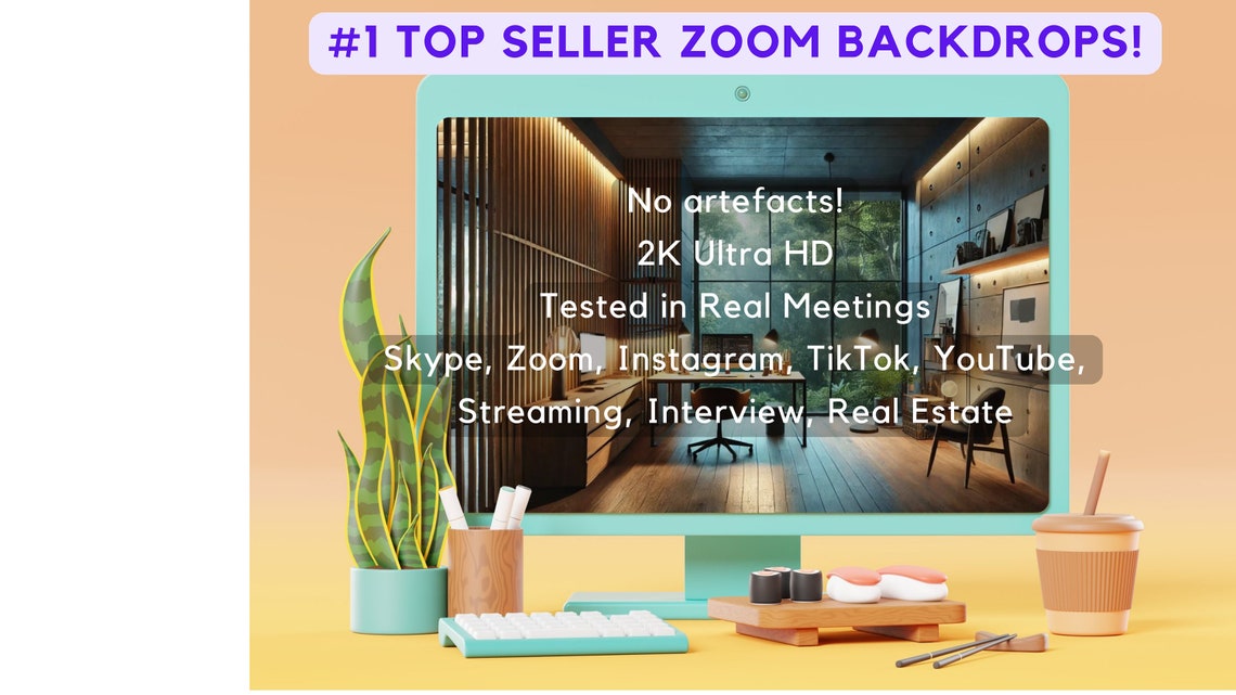 WFH Zoom Call Backdrop Home Office Cozy Room in the Woods Instant ...