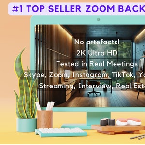 WFH Zoom Call Backdrop Home Office Cozy Room in the Woods Instant Download Backdrop Skype MS ...