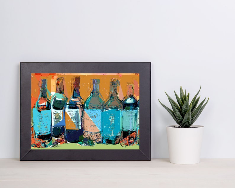 Alcohol WALL ART, WINE Illustration, Simple Abstract Art, Cotton Canvas ...