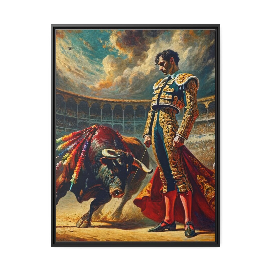 El Matador Bullfighting Arena Canvas Wall Art Bullfighter Confronting ...
