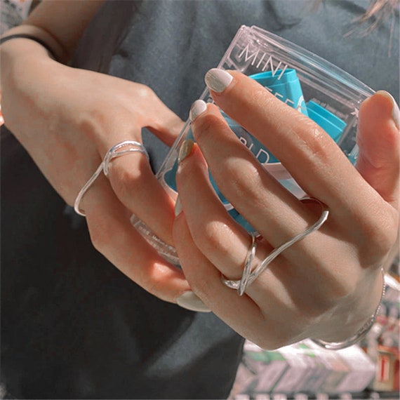 Minimalist Silver Plated Two-finger Connected Ring L High - Etsy