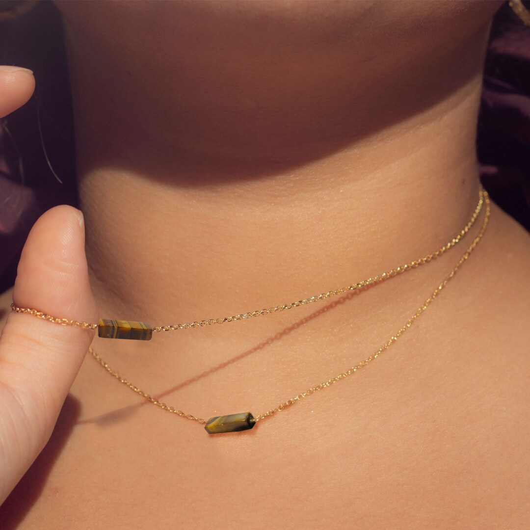 Dainty Tigers Eye Gold Layering Necklace, Tigers Eye Pendant, Healing ...