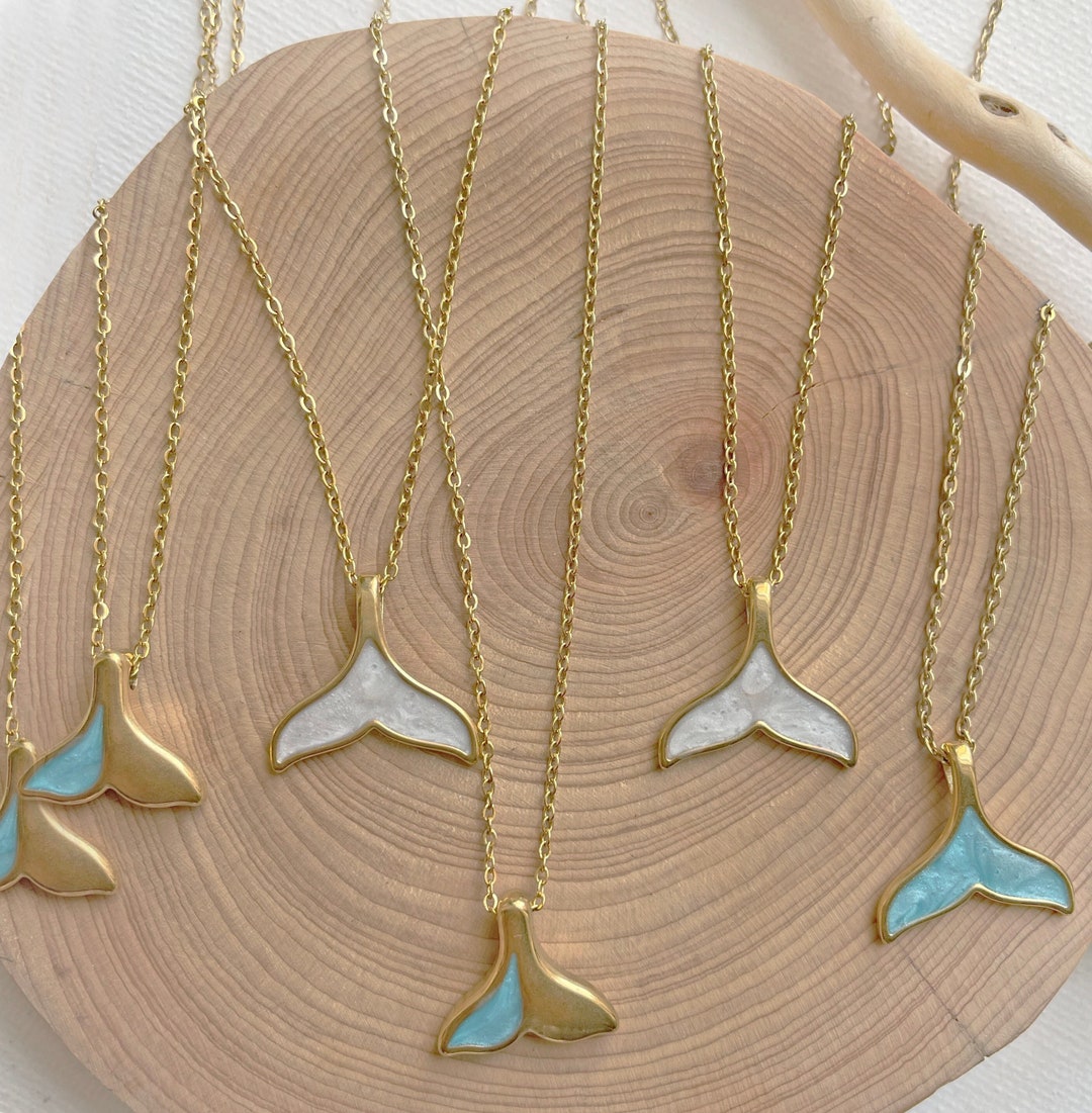 Mermaid Tail Gold Necklace , Fish Tail, Whale Tail, Pearl Pendant ...