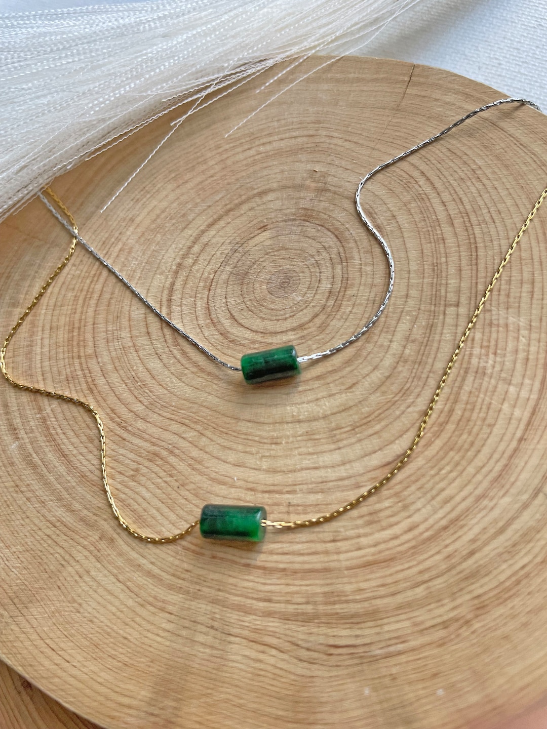 Dainty Tiny Jade Minimalist Pendant Necklace, Layering Necklace ...