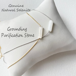 Selenite Minimalist Crystal Necklace 14K Gold Plated, Gemstone Jewelry ...