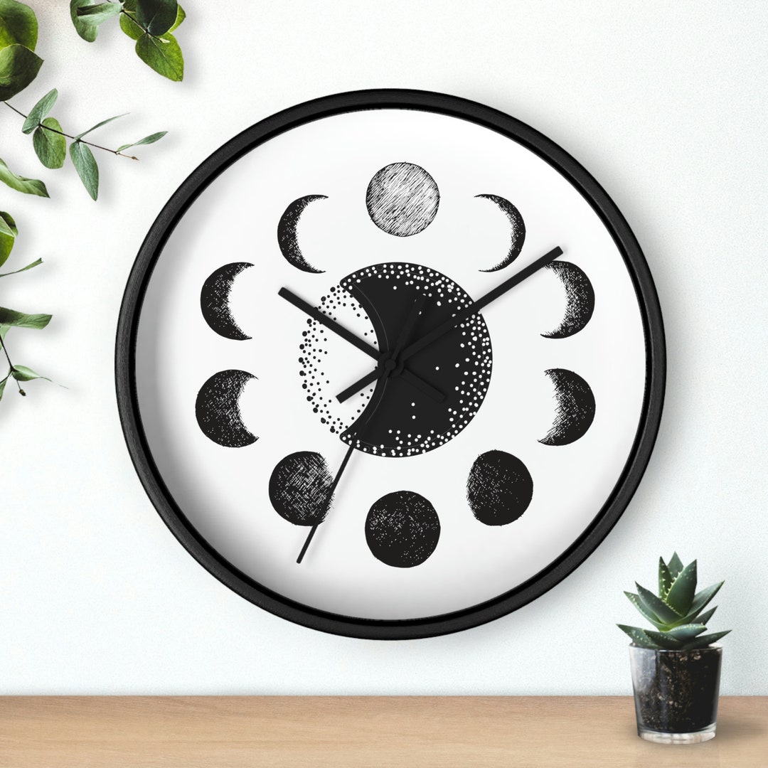 Moon Phases Wall Clock Wall Clock Phase of Moon Moon Wall - Etsy