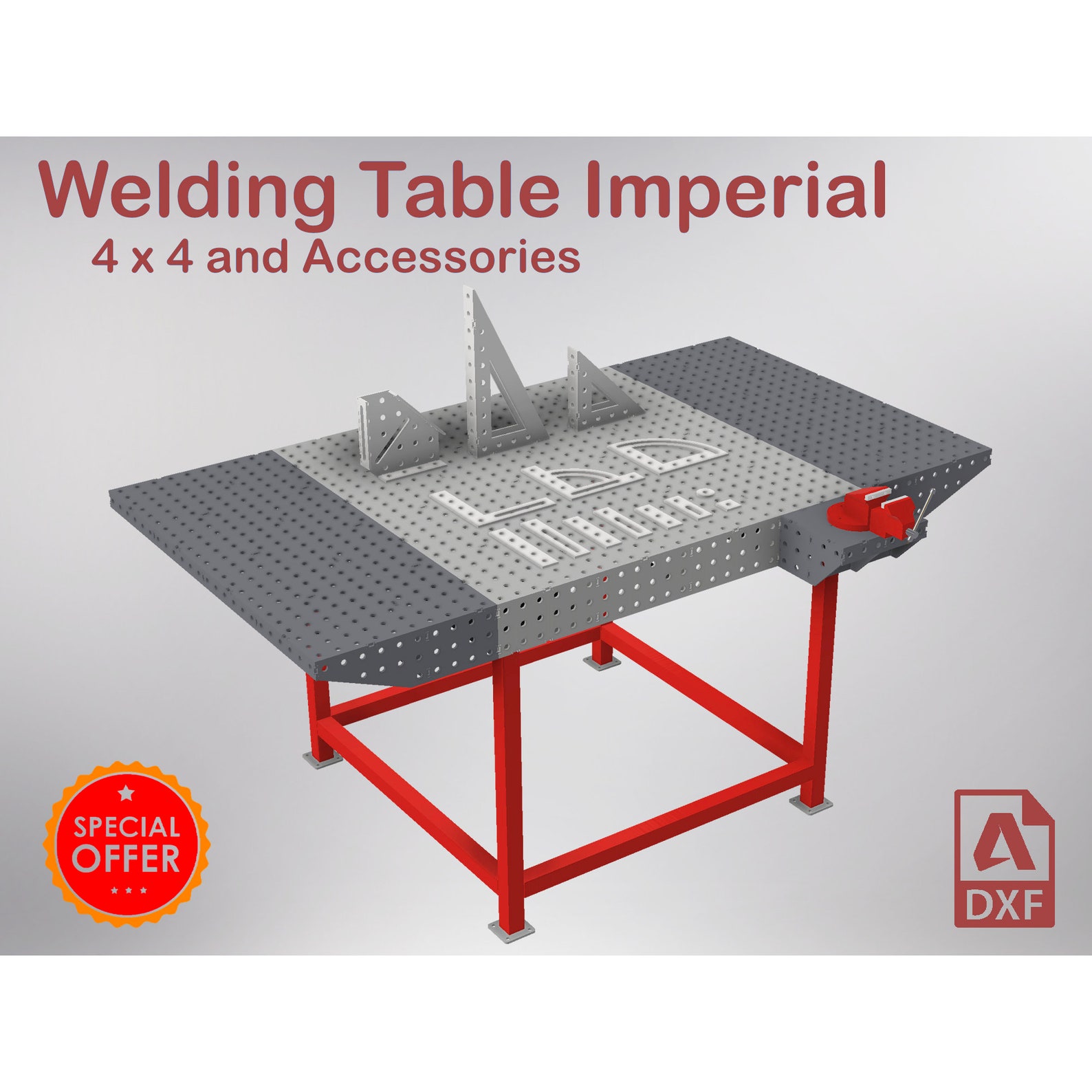 Welding Table 4 X 4 (48 X 48 X 1/4 Inch Steel) & Accessories Imperial ...