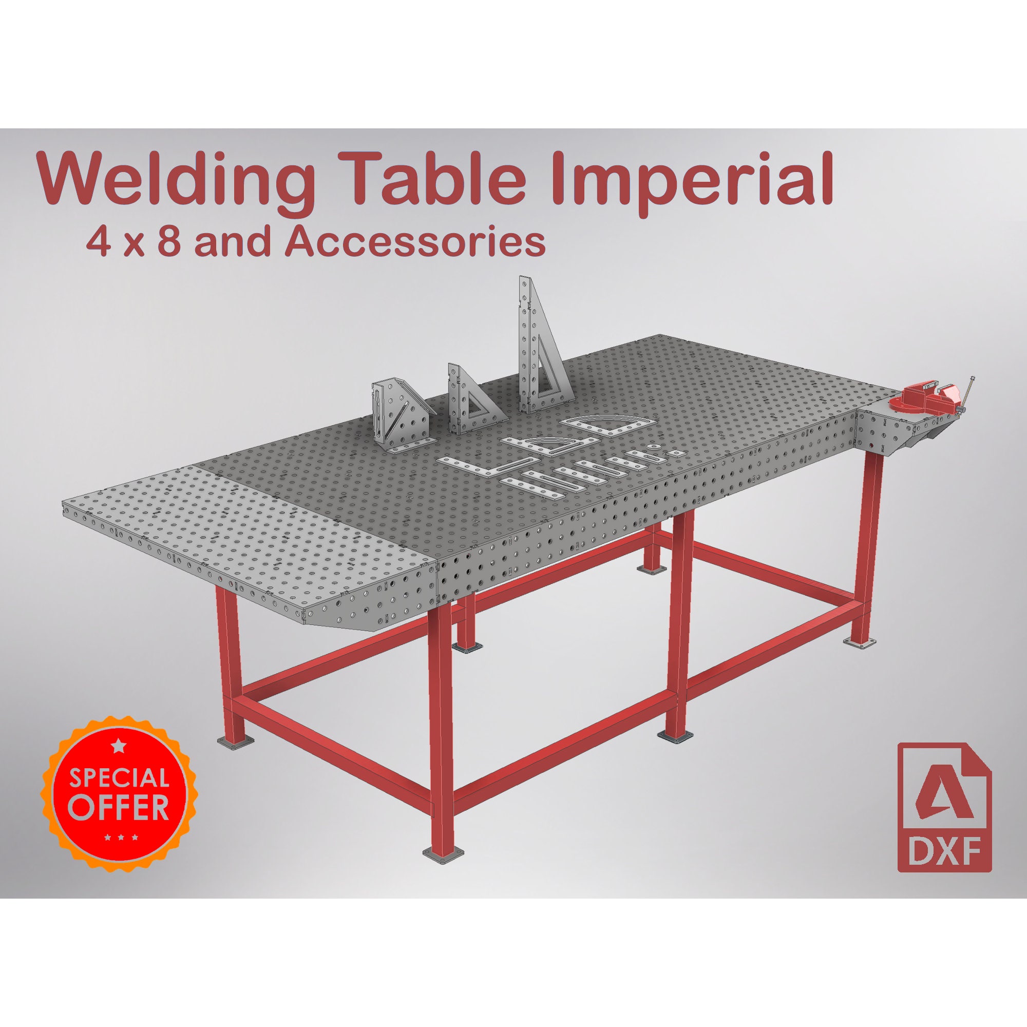 Welding Table 4 X 8 (48 X 96 X 1/4 Inch Steel) & Accessories Imperial ...