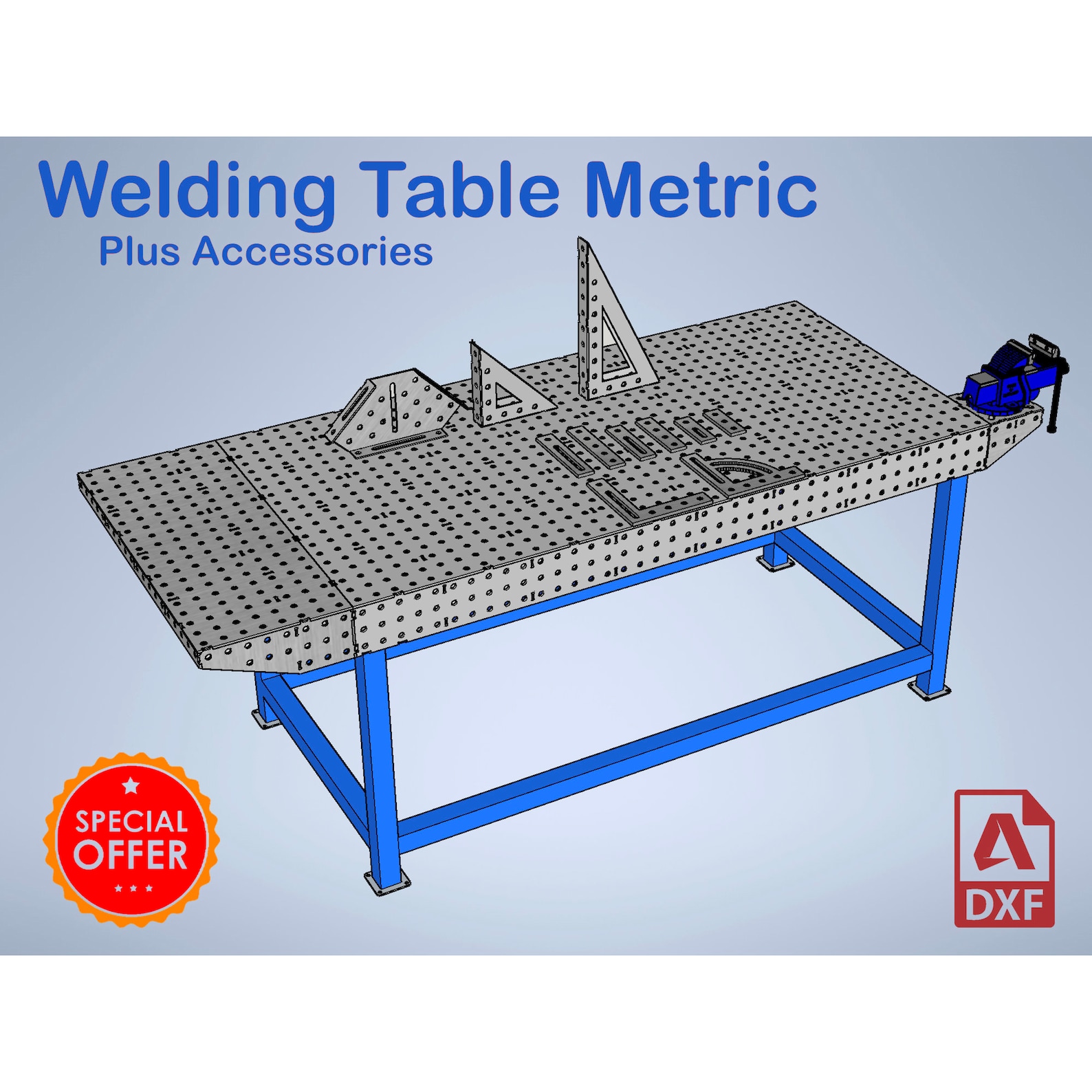 Welding Table 200 X 100 X 6mm & Accessories Metric Laser Cutting DXF ...