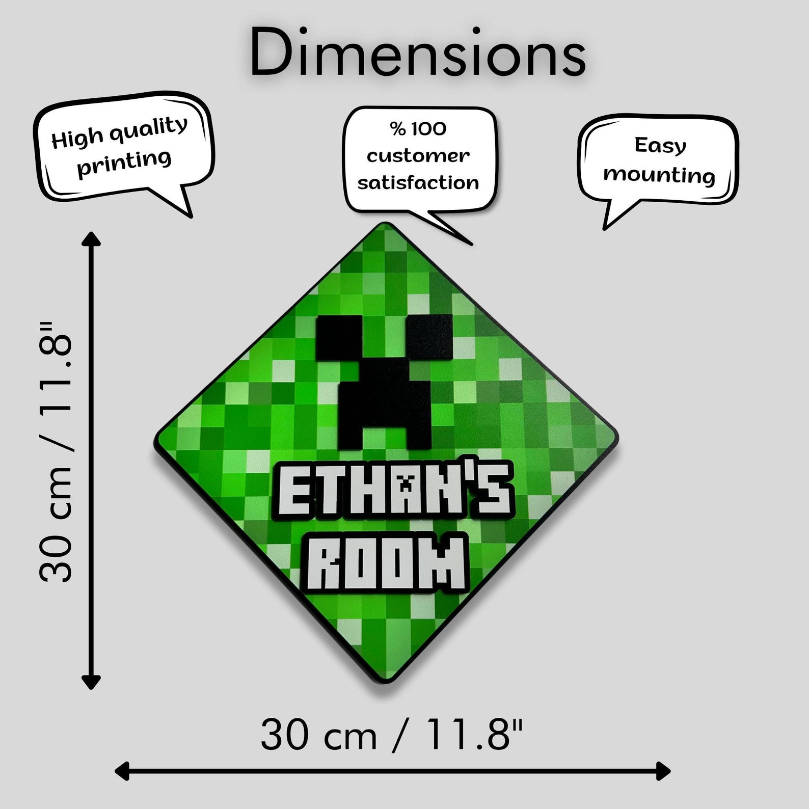 Creeper Theme Door Sign, Custom Name Creeper Wall Art for Kids ,gamer ...