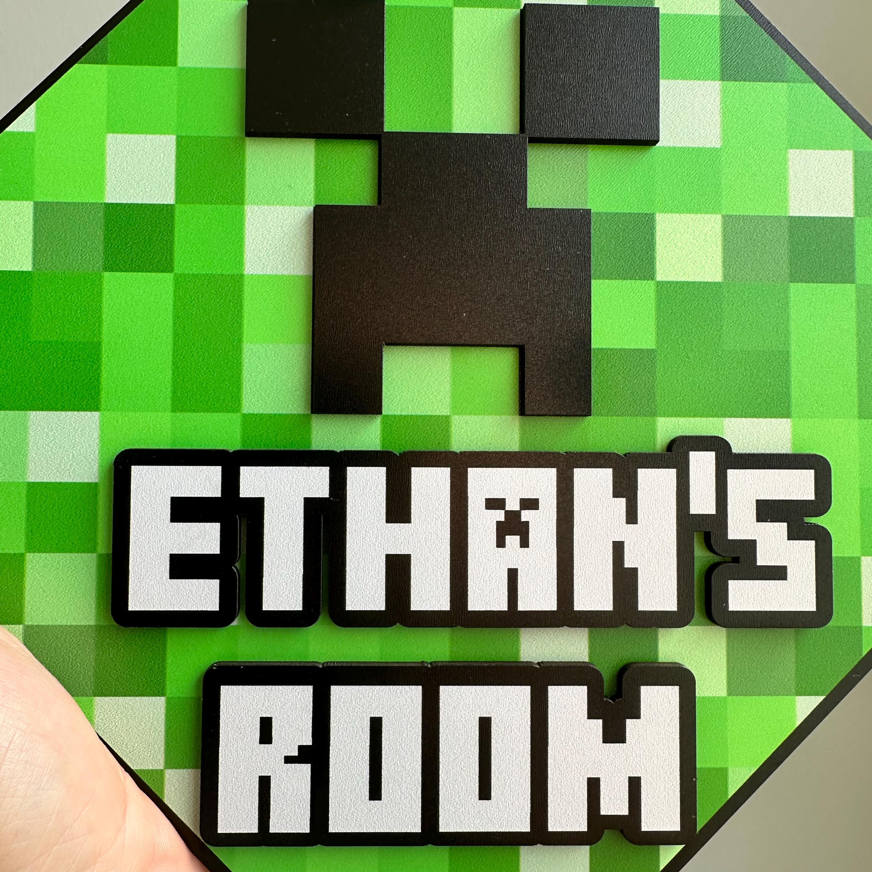 Creeper Theme Door Sign, Custom Name Creeper Wall Art for Kids ,gamer ...