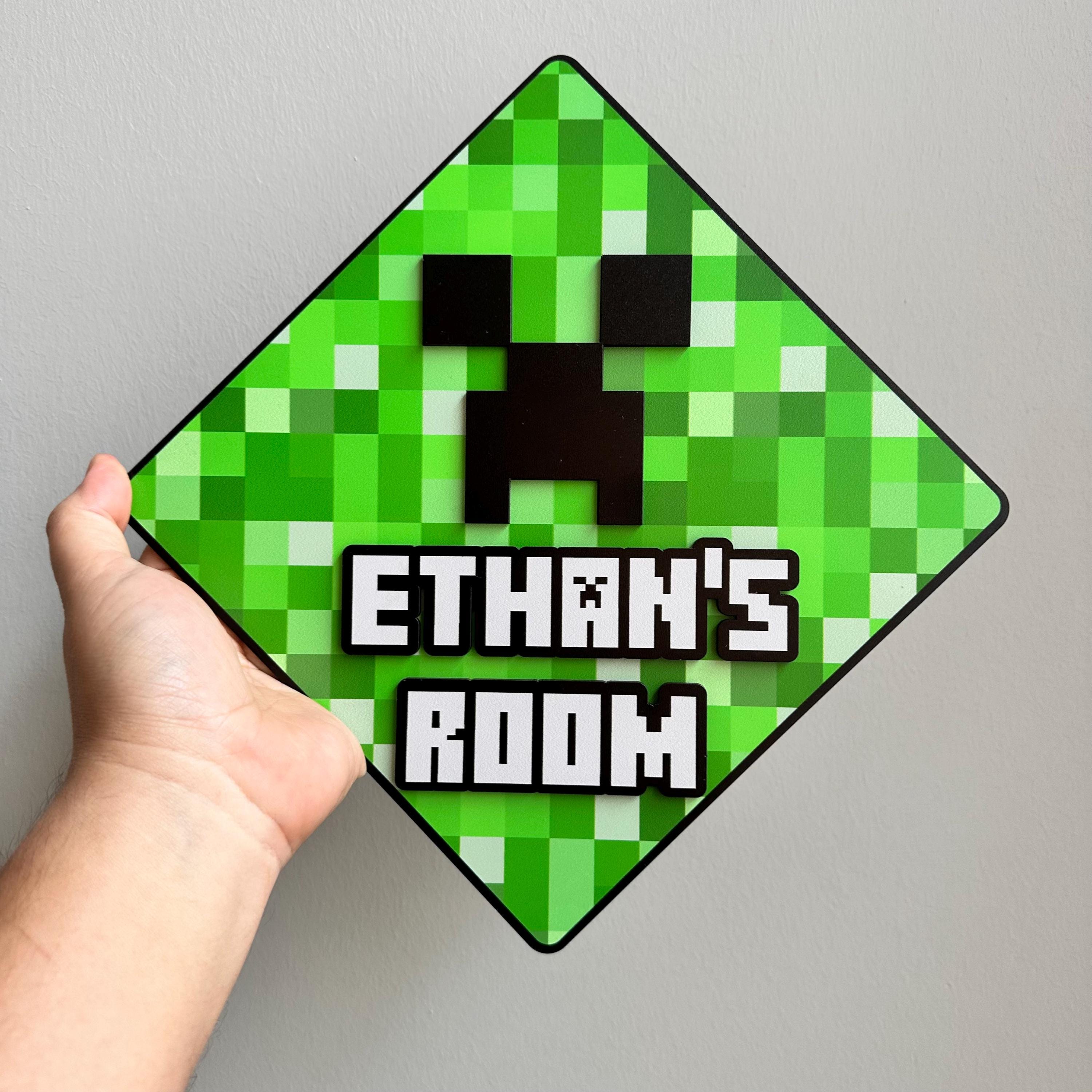 Creeper Theme Door Sign, Custom Name Creeper Wall Art for Kids ,gamer ...