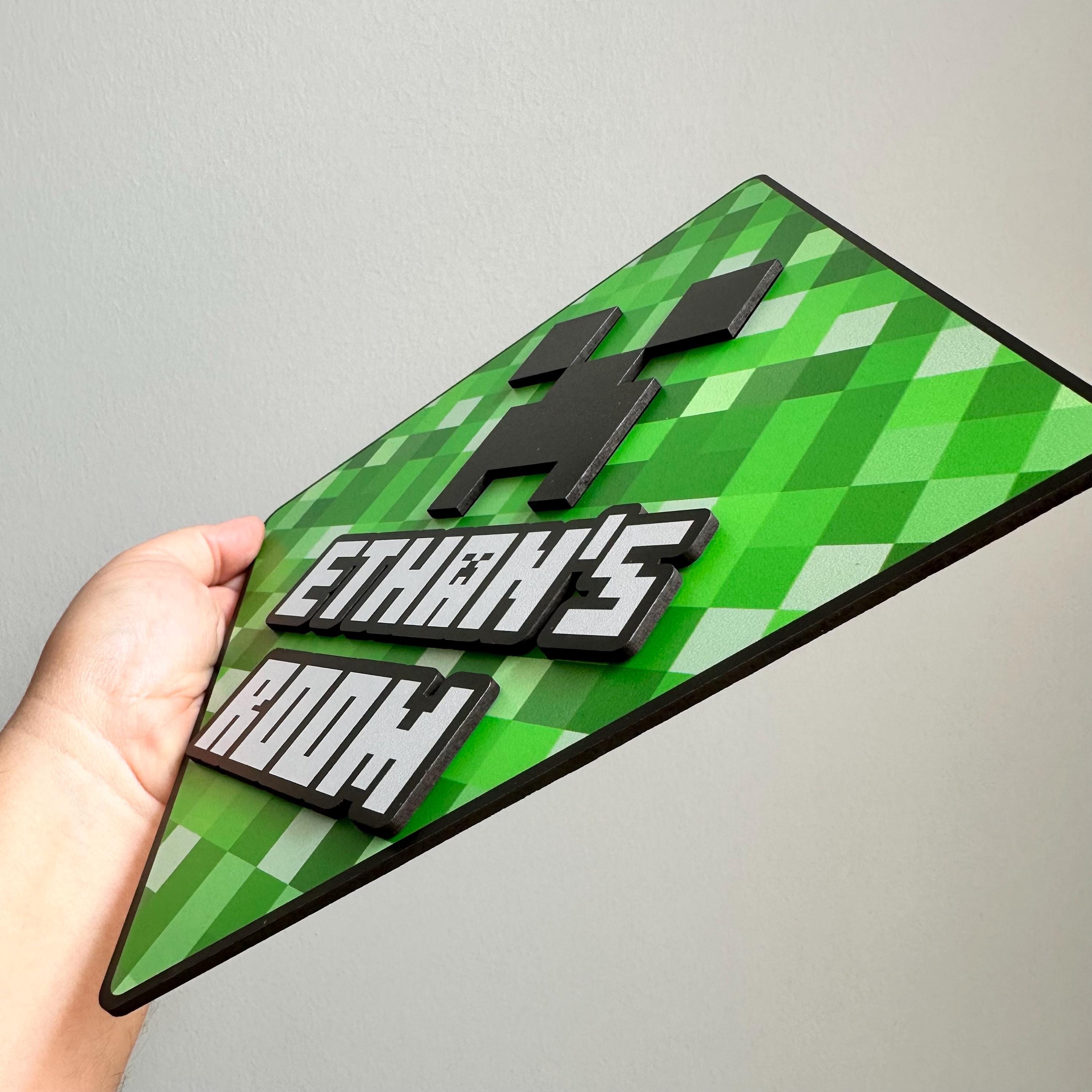 Creeper Theme Door Sign, Custom Name Creeper Wall Art for Kids ,gamer ...