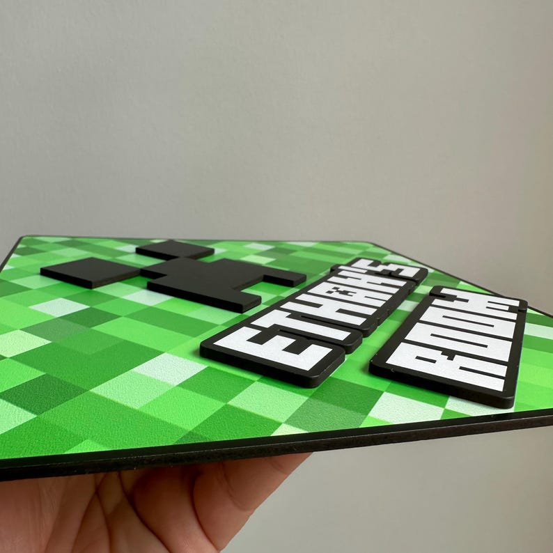 Creeper Theme Door Sign, Custom Name Creeper Wall Art for Kids ,gamer ...
