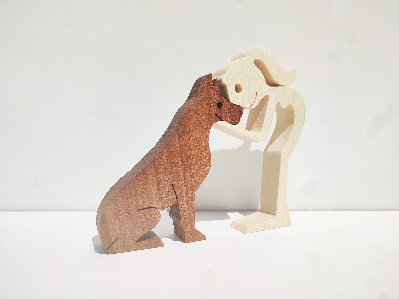Handmade Wooden Woman and Dane Sculpture, Pet Lover Gift - Etsy