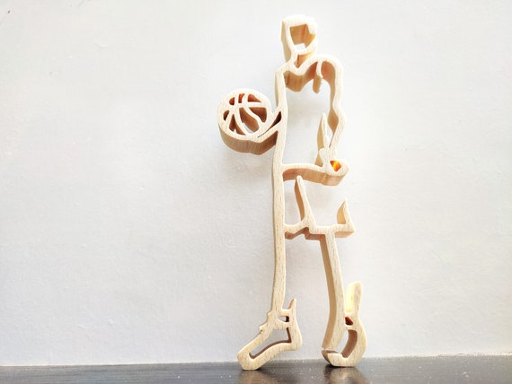 Basketball Player Minimal Handmade Wood Art | Etsy
