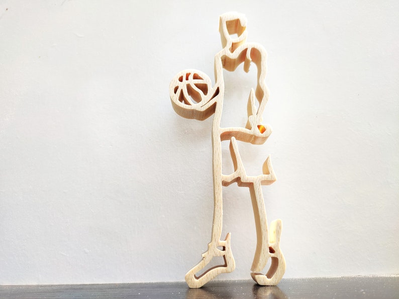 Basketball Player Minimal Handmade Wood Art - Etsy