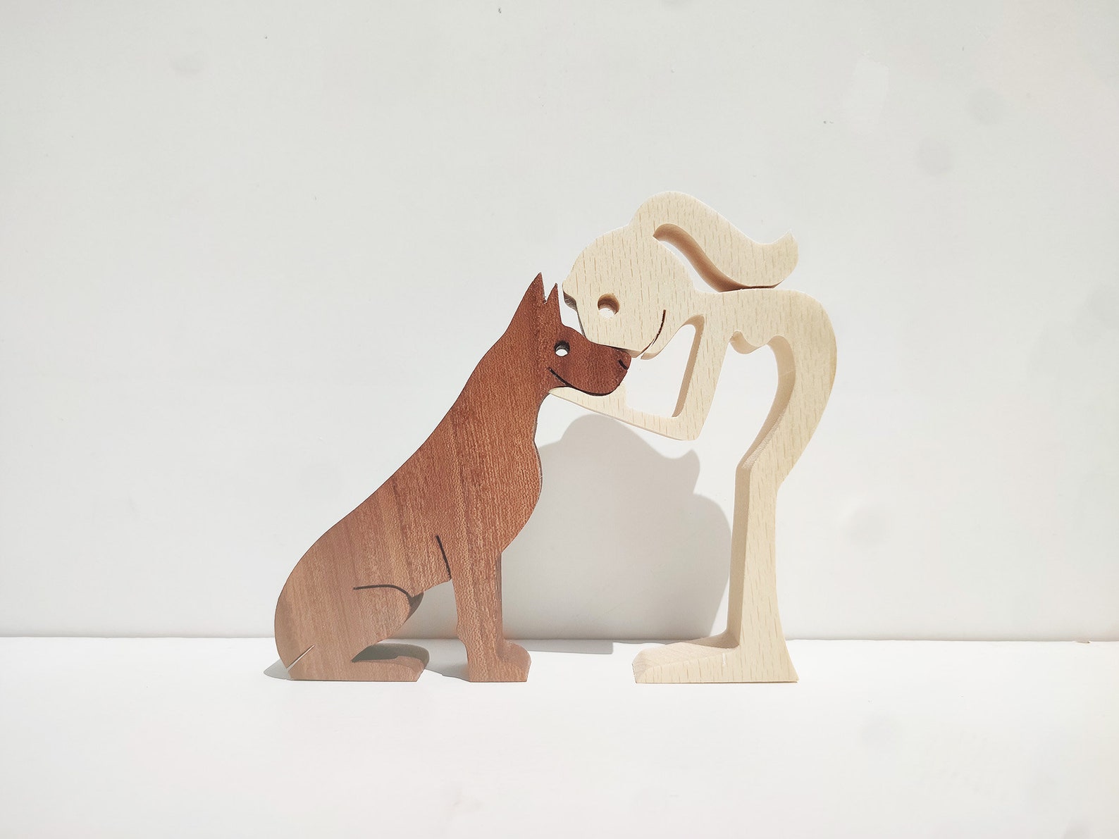 Handmade Wooden Woman and Dane Sculpture, Pet Lover Gift - Etsy