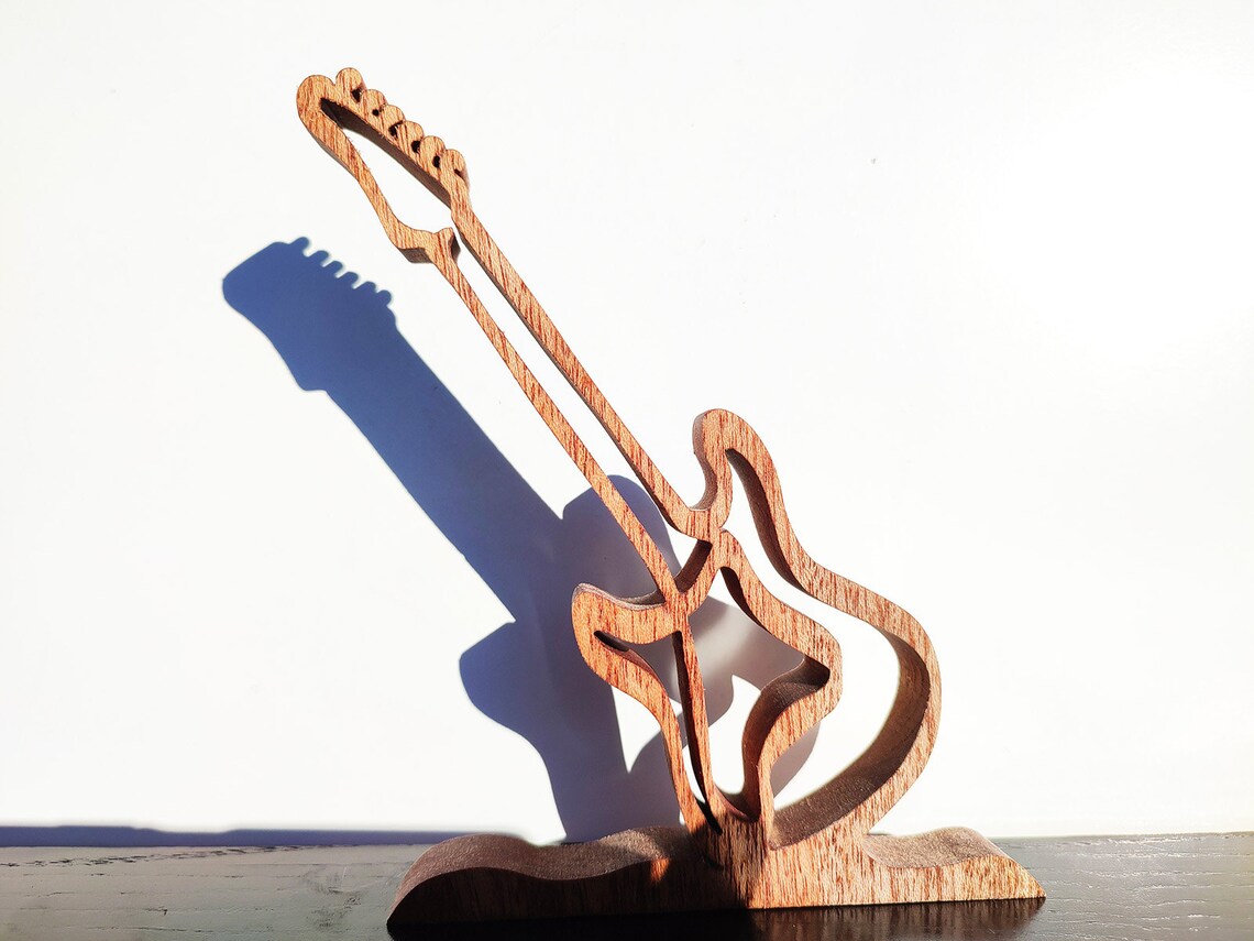 Guitar Minimal Handmade Wood Art | Etsy