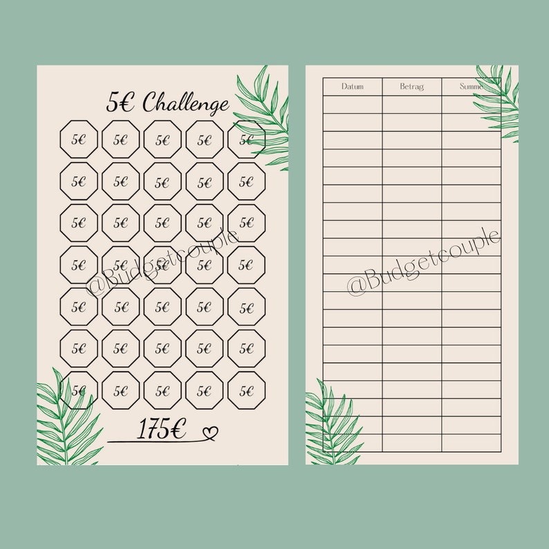 5 Euro / 10 Euro Challenge / Savings Challenge for the - Etsy