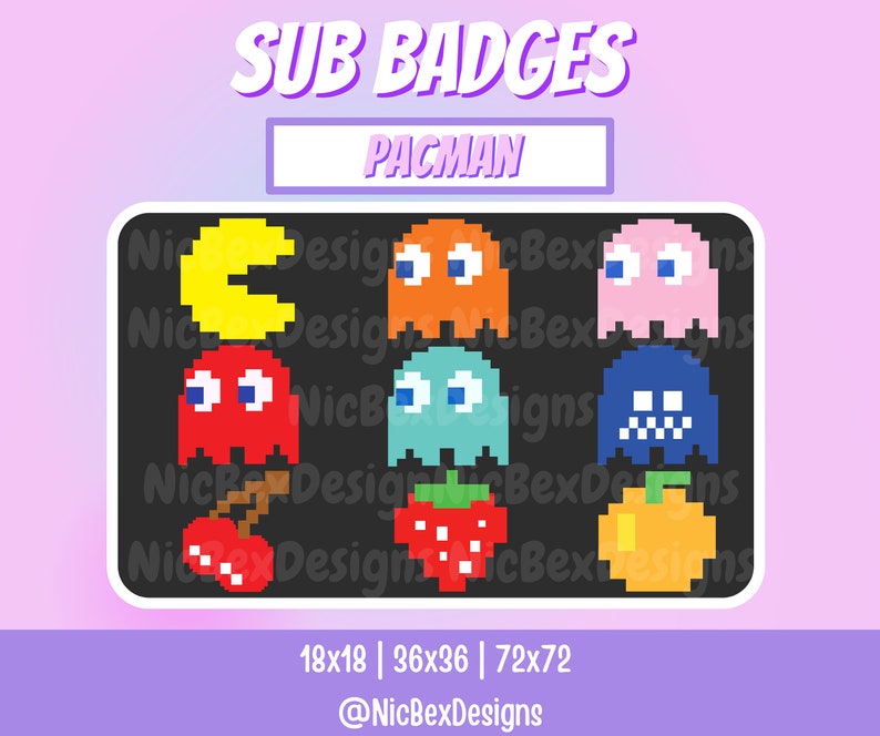 Pixel Pacman Twitch Sub Badges / Streamer / Sub Badges / Twitch Stream ...