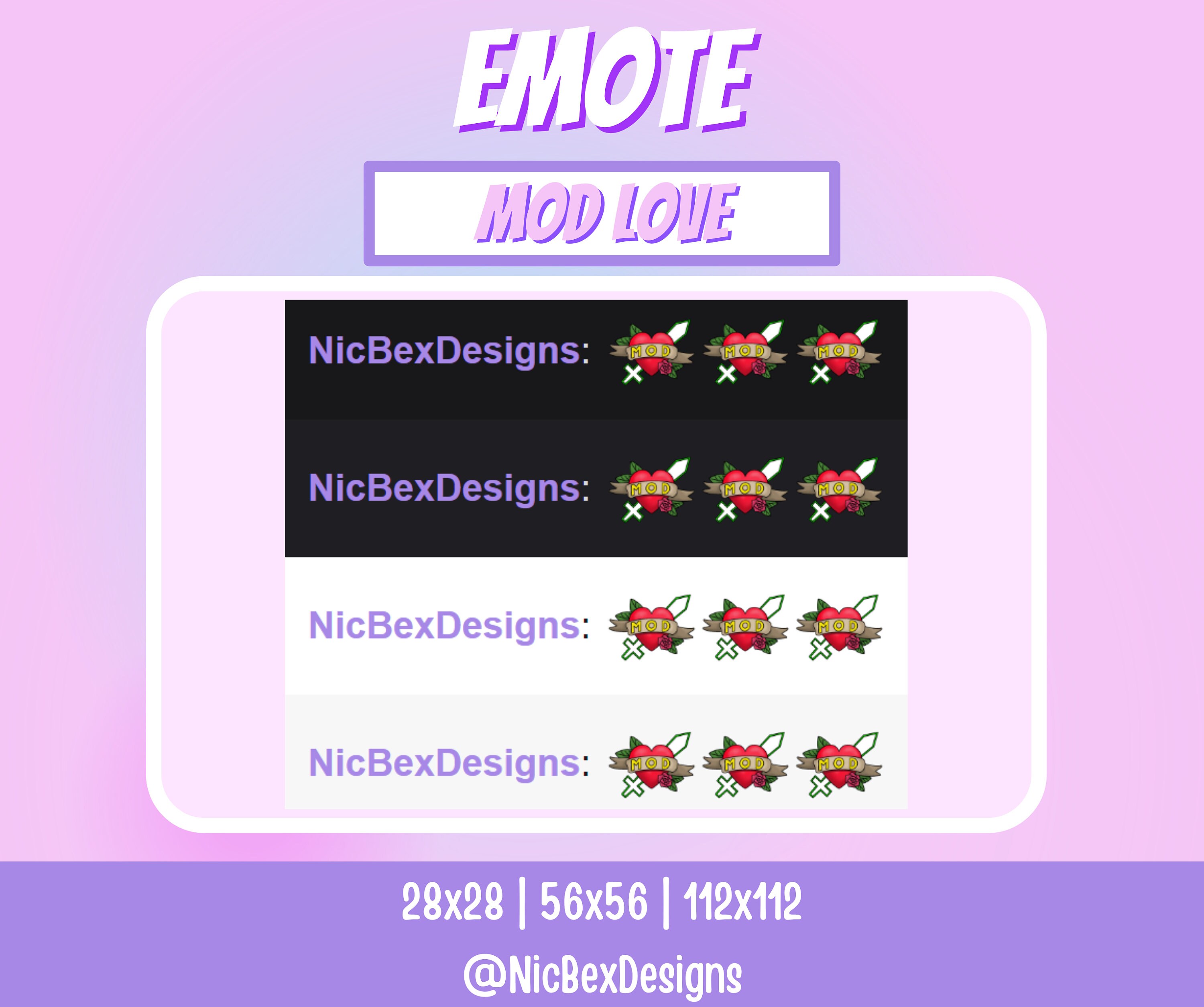Mod Love Twitch Emote / Bit Badges / Streamer / Youtube / Sub Badges ...