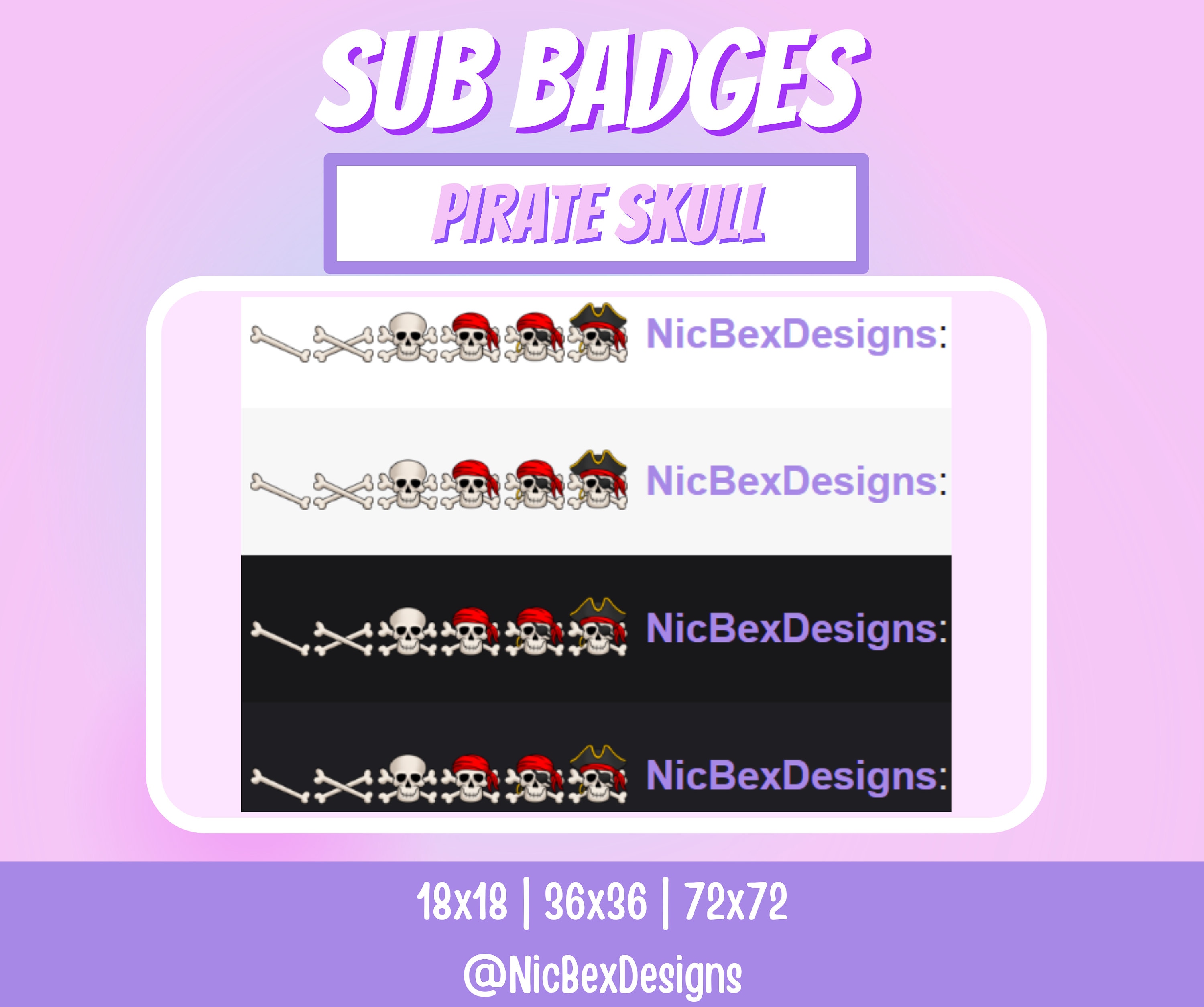 Pirate Skull Twitch Sub Badges / Streamer / Youtube / Cheer Badges ...