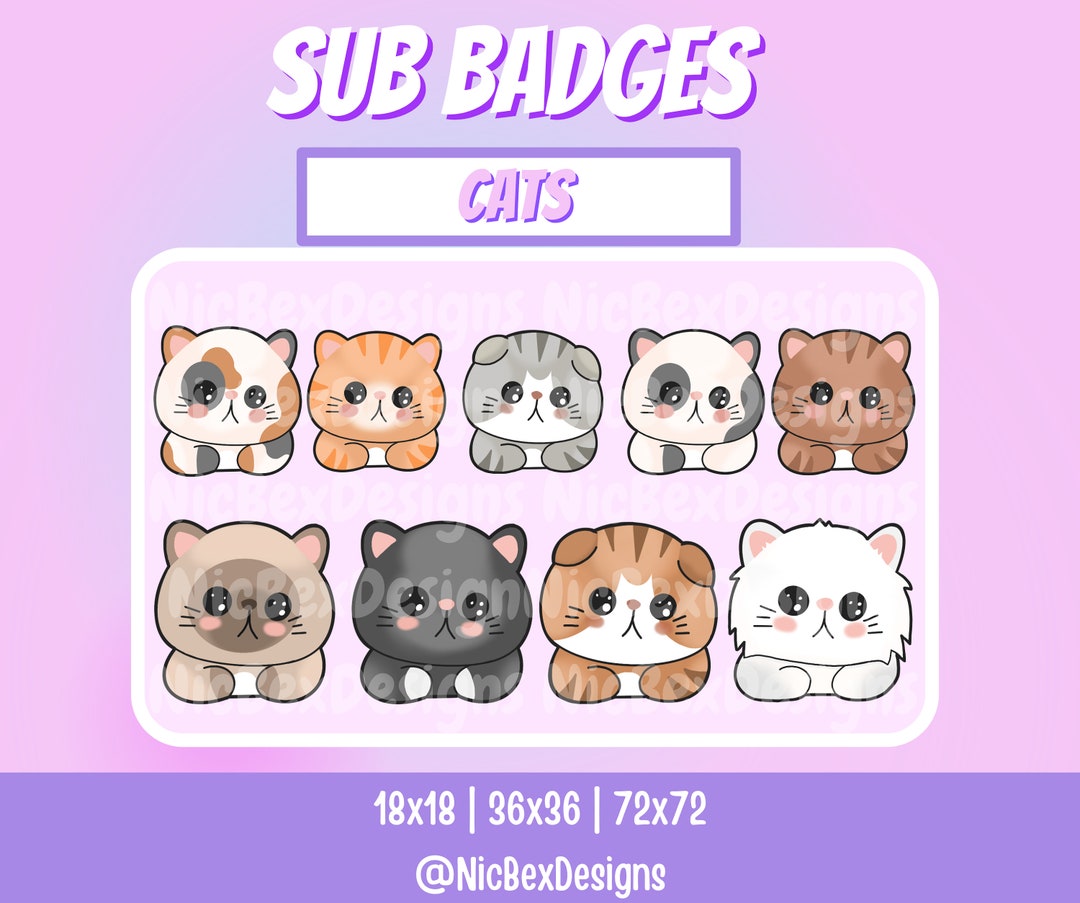 Cat Twitch Sub Badges / Bit Badges / Youtube / Cheer Badges/ Subscriber ...