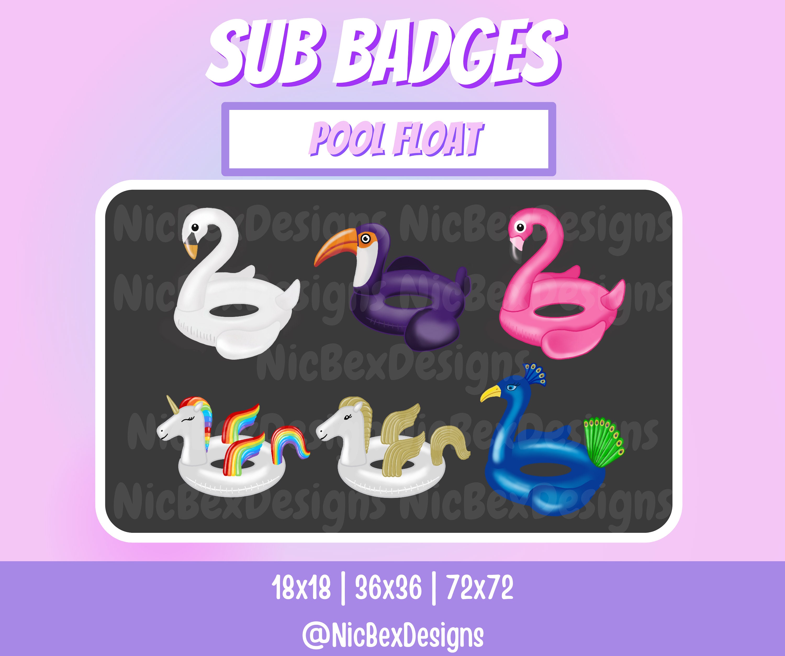 Pool Float Twitch Sub Badges / Bit Badges / Hot Tub Stream Sub Badges ...