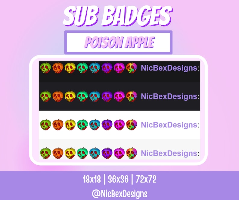 Poison Apple Twitch Sub Badges / Stream Badges / Youtube / - Etsy