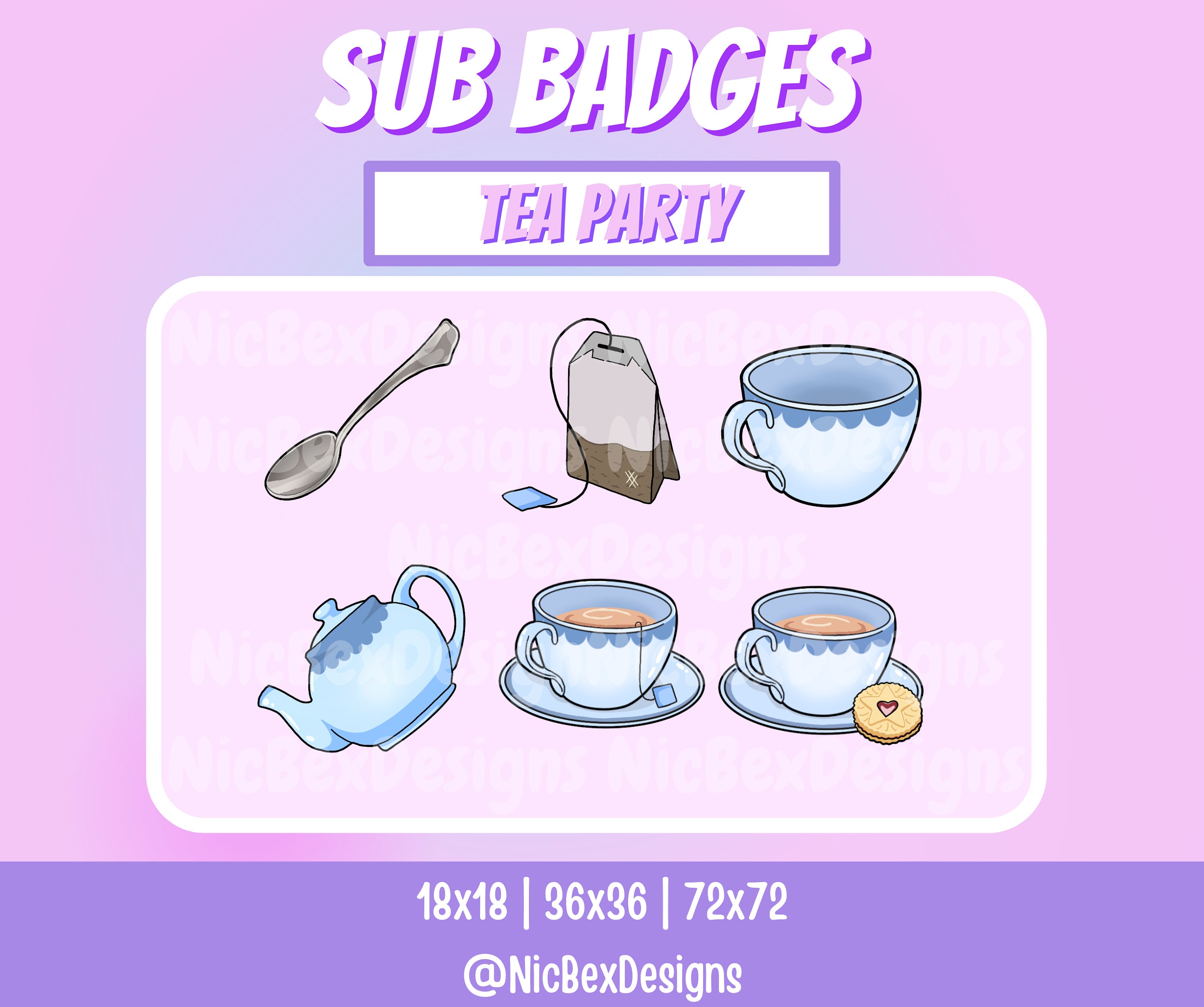Tea Party Twitch Sub Badges / Bit Badges / Streamer / Youtube/cheer ...