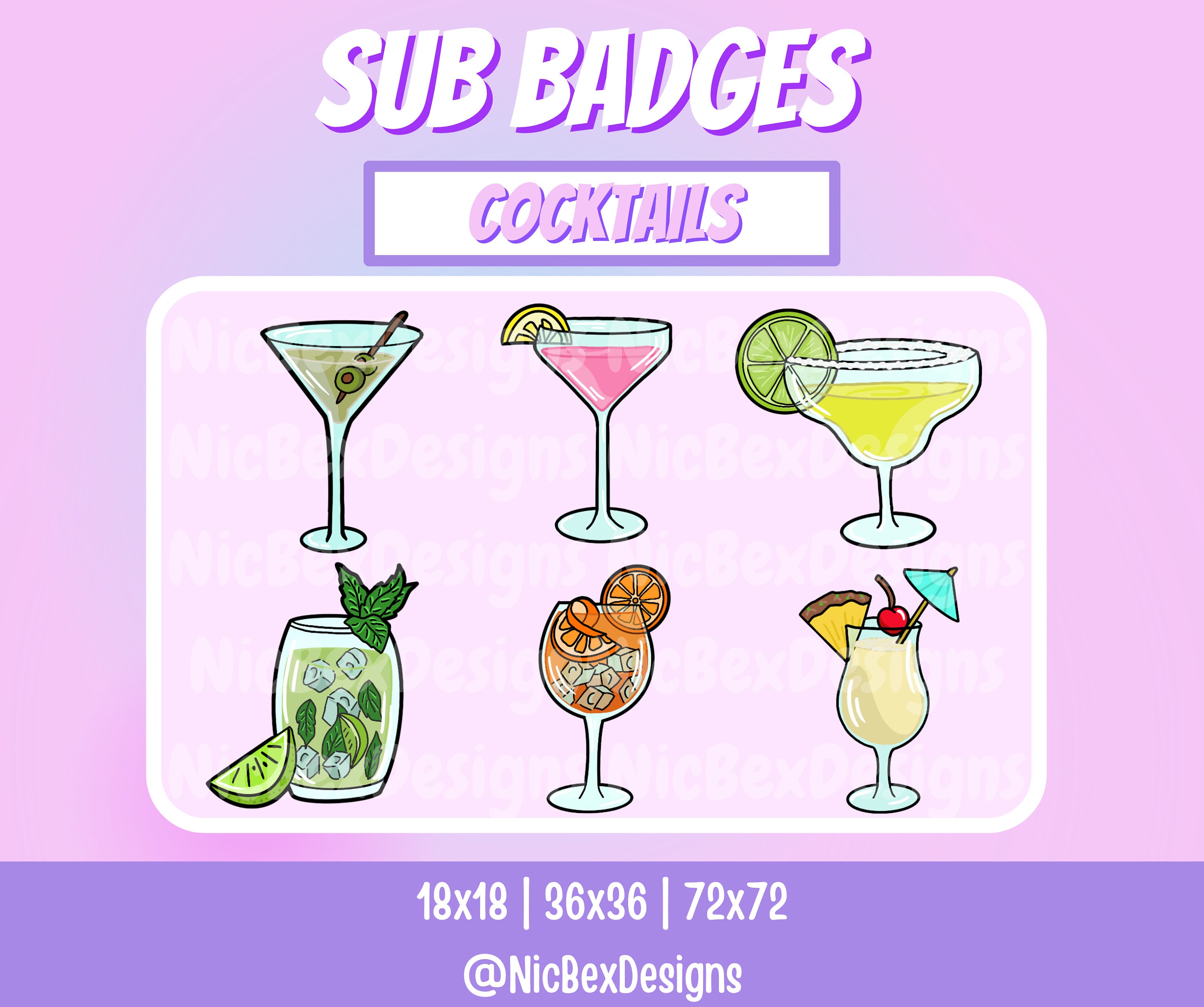 Cocktail Twitch Sub Badges / Bit Badges / Youtube / Cheer Badges ...